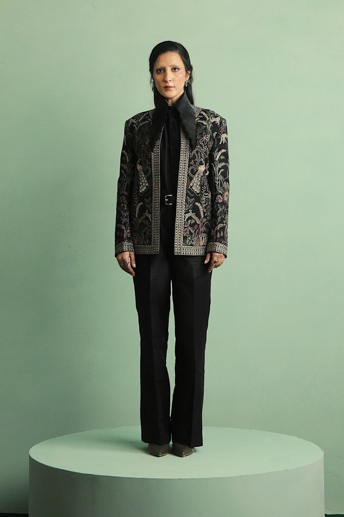 "Mystic Jungle" Hand Embroidered Structured Jacket (Women) – AOMI